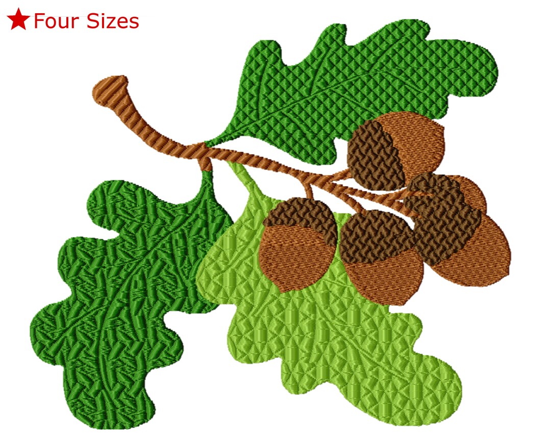 Eggcorn Leaves Machine Embroidery Design, Four Sizes Included, Instant ...