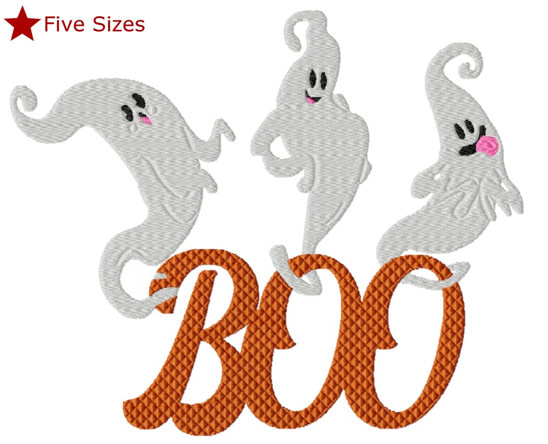 Ghost Boo Machine Embroidery Design, Five Sizes Included, Instant ...