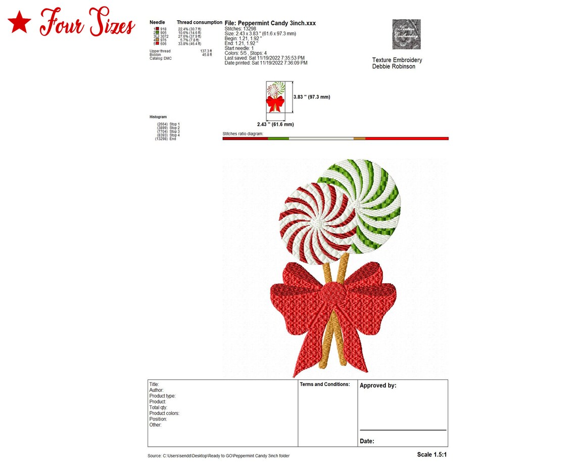 Peppermint Candy Machine Embroidery Design Four Sizes - Etsy