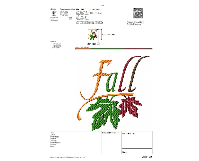 Fall Machine Embroidery Design Three Sizes Included - Etsy