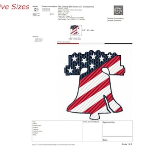 Liberty Bell Machine Embroidery Design, Five Sizes Included, Instant ...