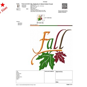 Fall Machine Embroidery Design, Three Sizes Included - Etsy