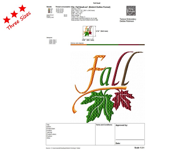 Fall Machine Embroidery Design Three Sizes Included - Etsy