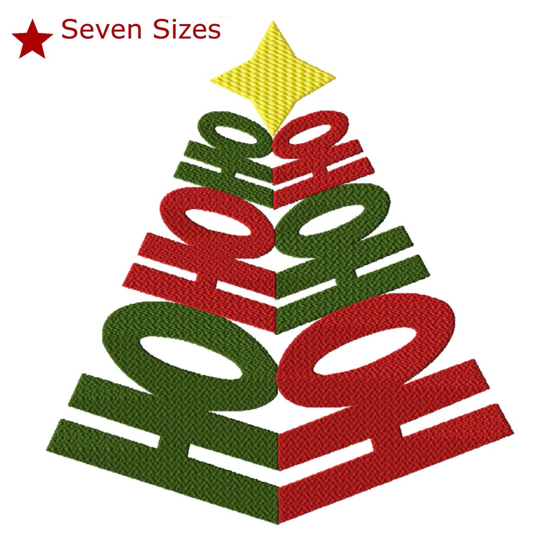 Ho Ho Christmas Tree Machine Embroidery Design, Seven Sizes Included ...