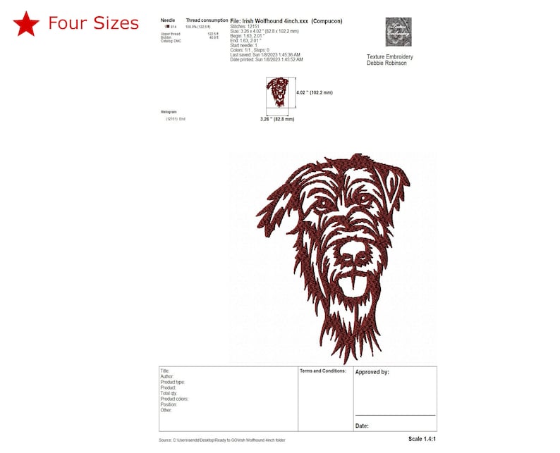 Irish Wolfhound Machine Embroidery Design Four Sizes - Etsy