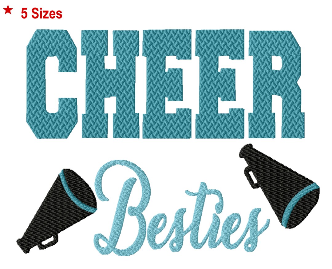 Cheer Besties Machine Embroidery Design, 5 Sizes Included, Instant ...