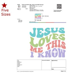 Jesus Loves Me Machine Embroidery Design, Five Sizes Included, Instant ...