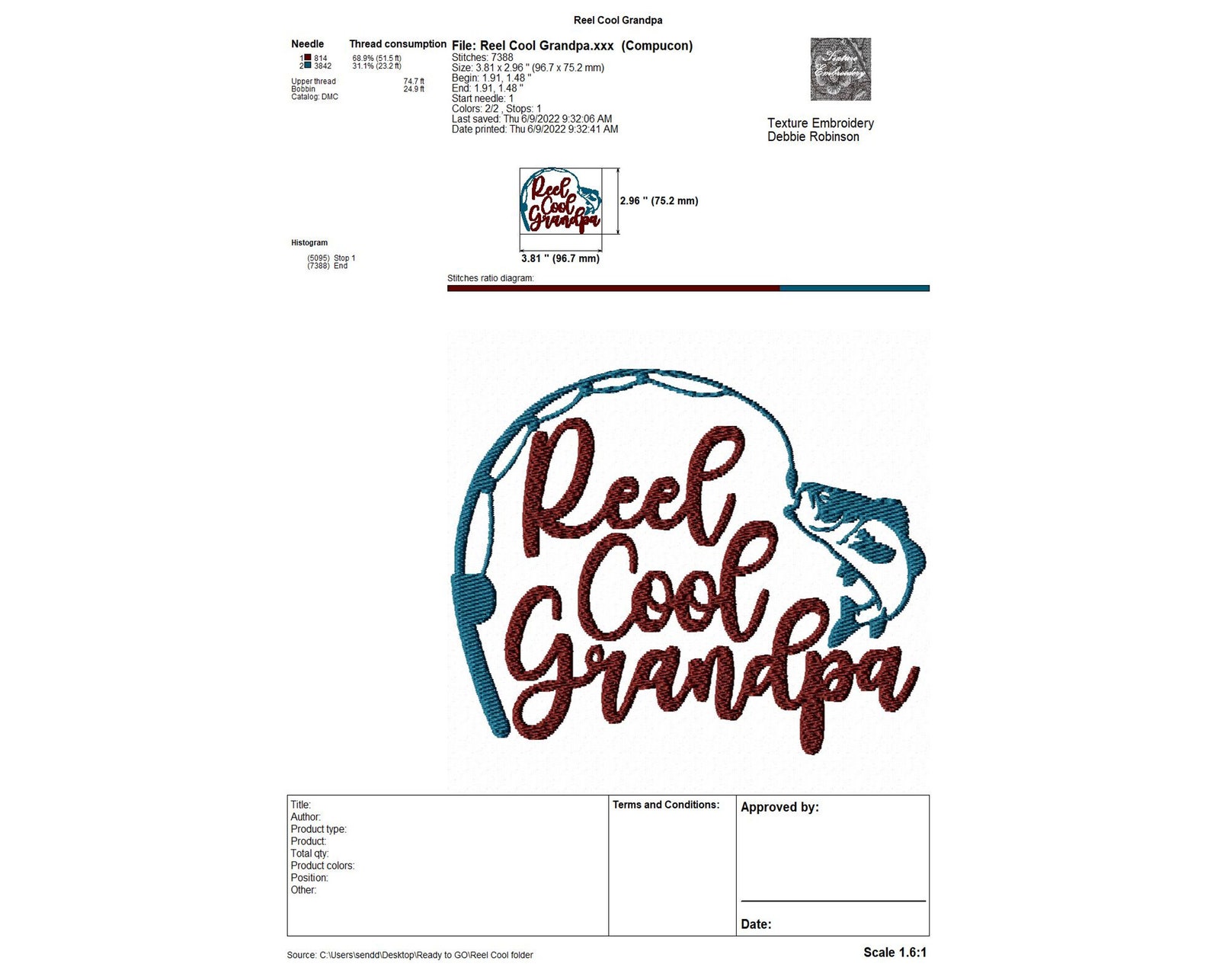 Reel Cool Grandpa Machine Embroidery Design, Five Sizes Included ...