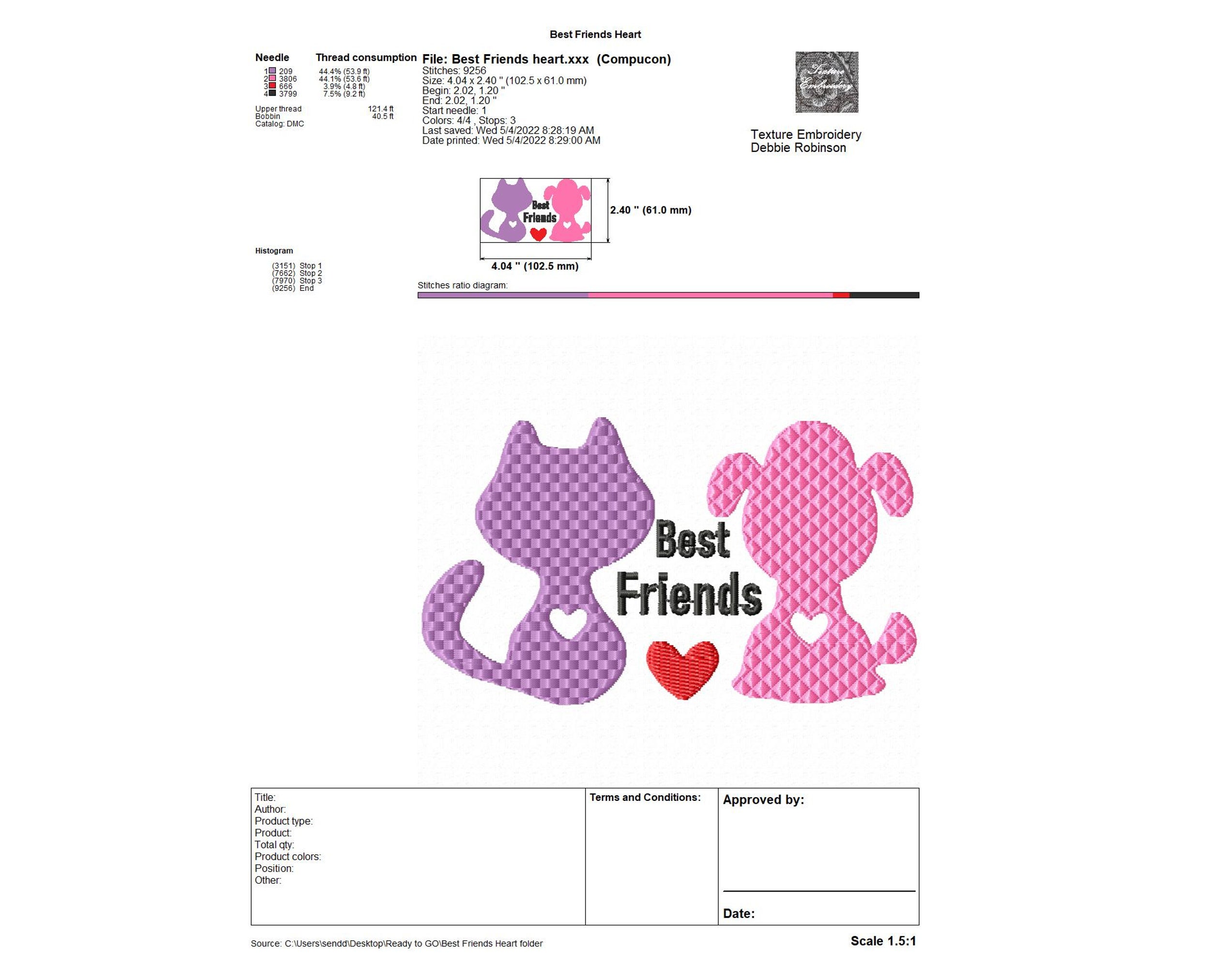 Best Friends Machine Embroidery Design | Etsy