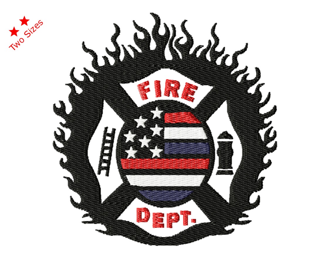 Fire Dept Flag Machine Embroidery Design, Two Sizes Included - Etsy