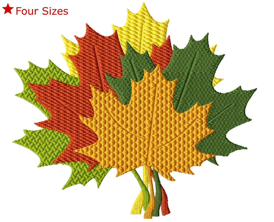 Leaf Pile Machine Embroidery Design, Four Sizes Included, Instant ...