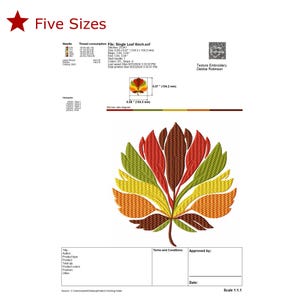 Single Leaf Machine Embroidery Design, Five Sizes Included, Instant ...