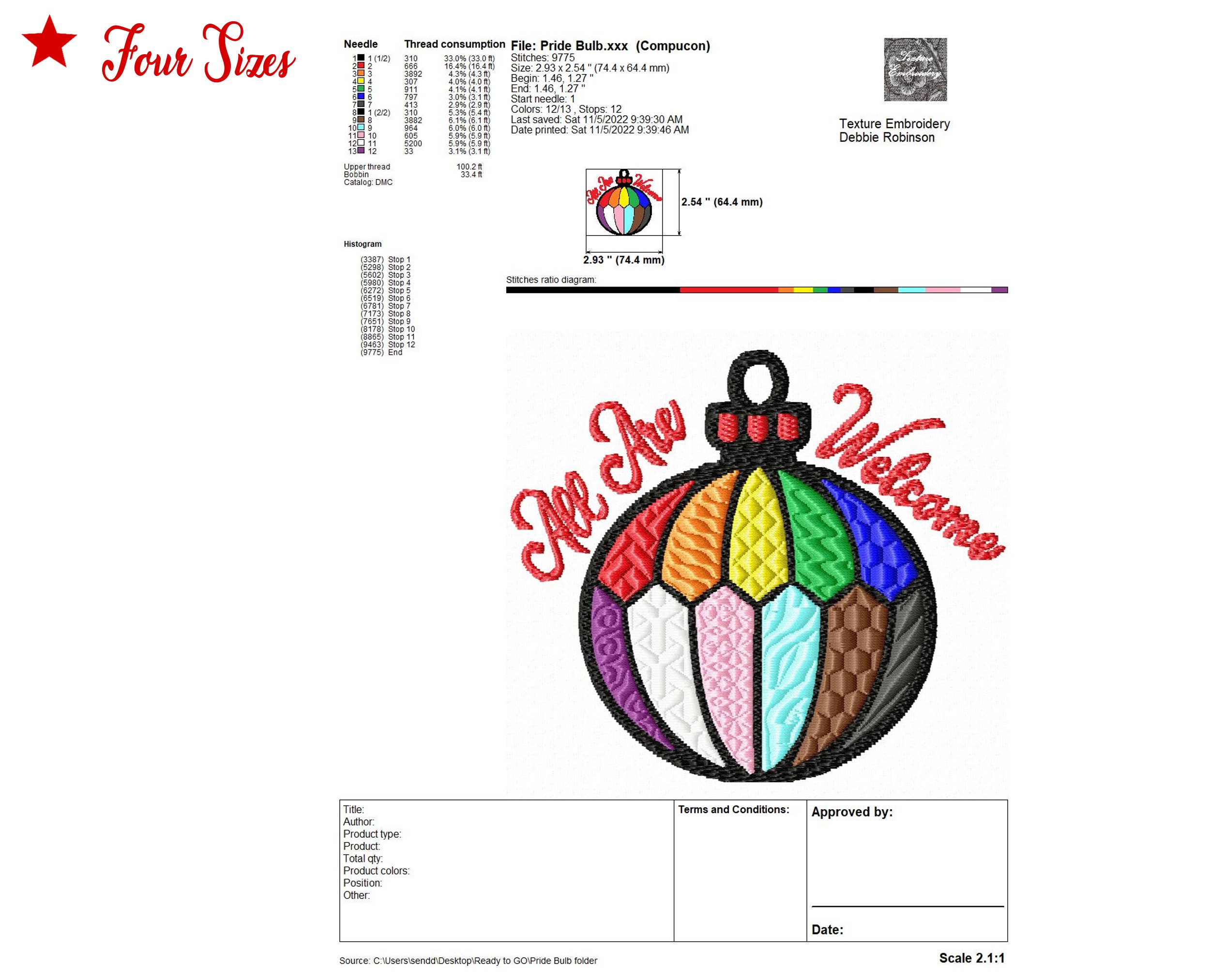 Pride Bulb Machine Embroidery Design Four Sizes Included - Etsy
