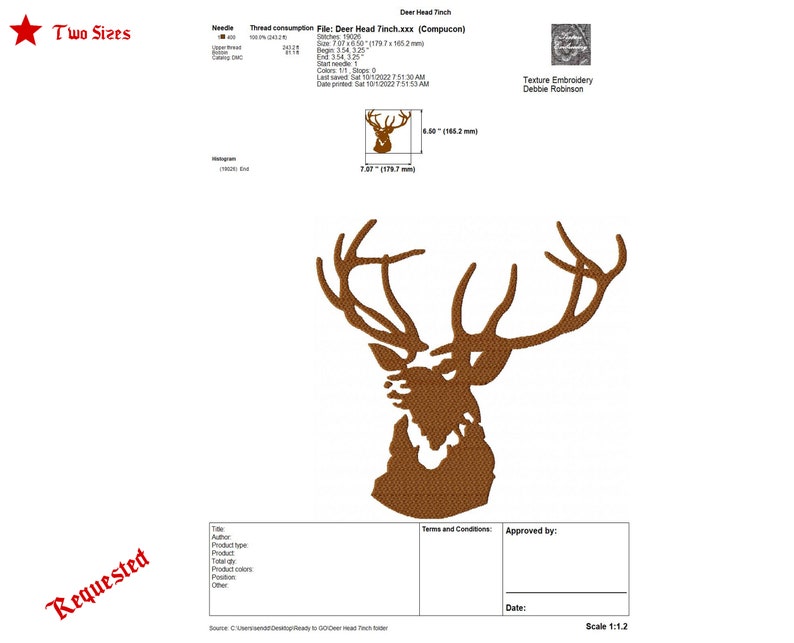 Dear Head Machine Embroidery Design Two Sizes Included - Etsy