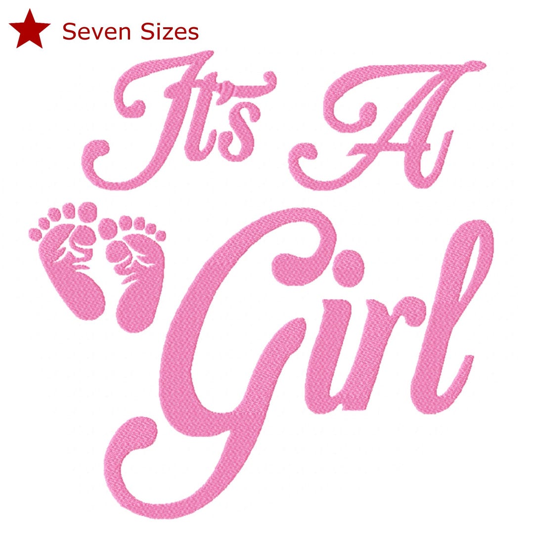 It's A Girl Footprints Machine Embroidery Design, Seven Sizes Included ...