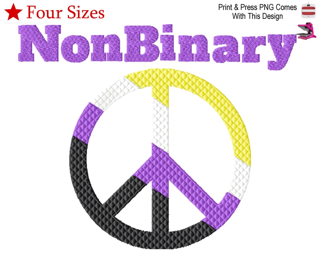 Nonbinary Peace Machine Embroidery Design, Four Sizes Included, Instant ...