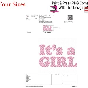 It's A Girl Machine Embroidery Design, Four Sizes Included, Instant ...