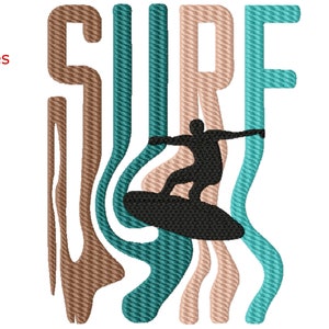 Surf Word Surfer Machine Embroidery Design, Five Sizes Included ...