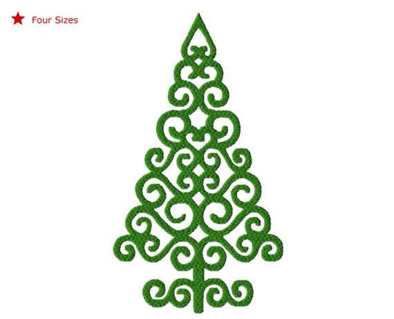 Lace Christmas Tree Machine Embroidery Design Four Sizes - Etsy