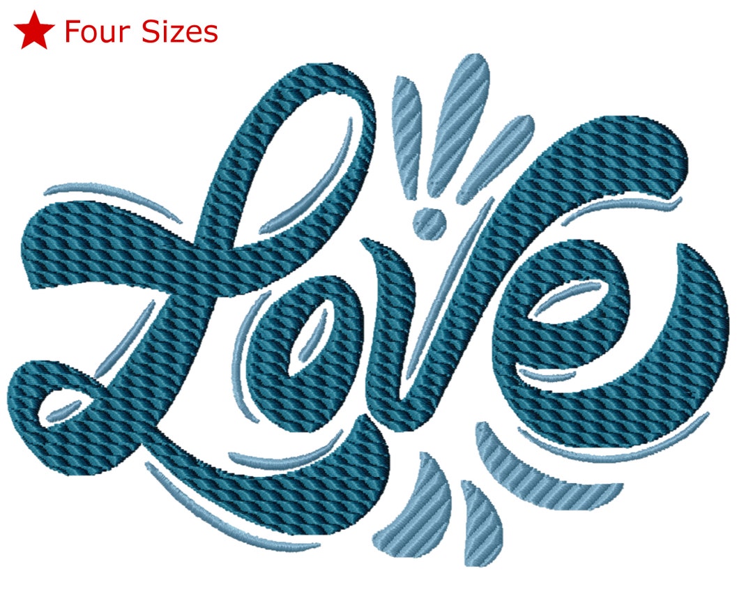 Love Highlight Machine Embroidery Design, Four Sizes Included, Instant ...