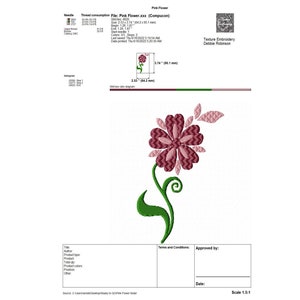 Pink Flower Machine Embroidery Design - Etsy