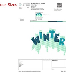 Winter Snow Drip Machine Embroidery Design, Four Sizes Included ...