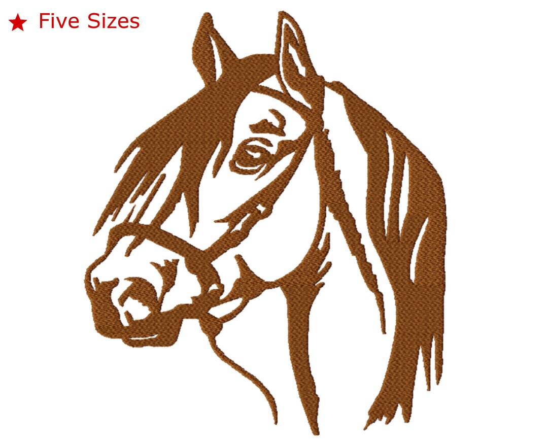 Horse Head Machine Embroidery Design, Five Sizes Included, Instant ...