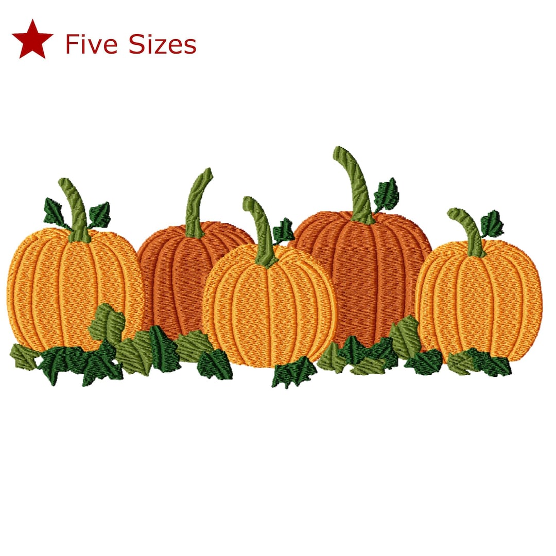 Pumpkin Patch Machine Embroidery Design, Five Sizes Included, Instant ...