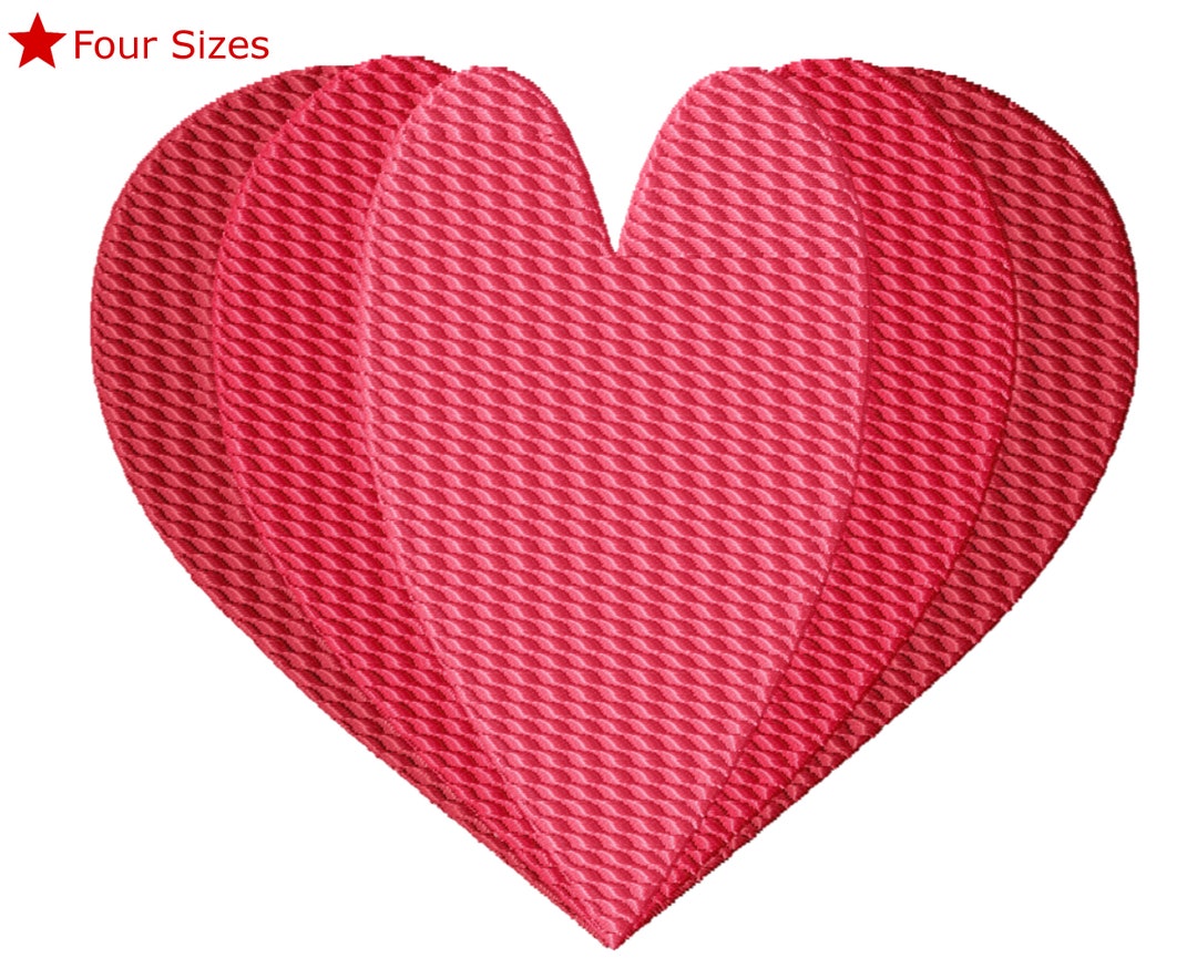 Tricolor Heart Machine Embroidery Design, Four Sizes Included, Instant ...