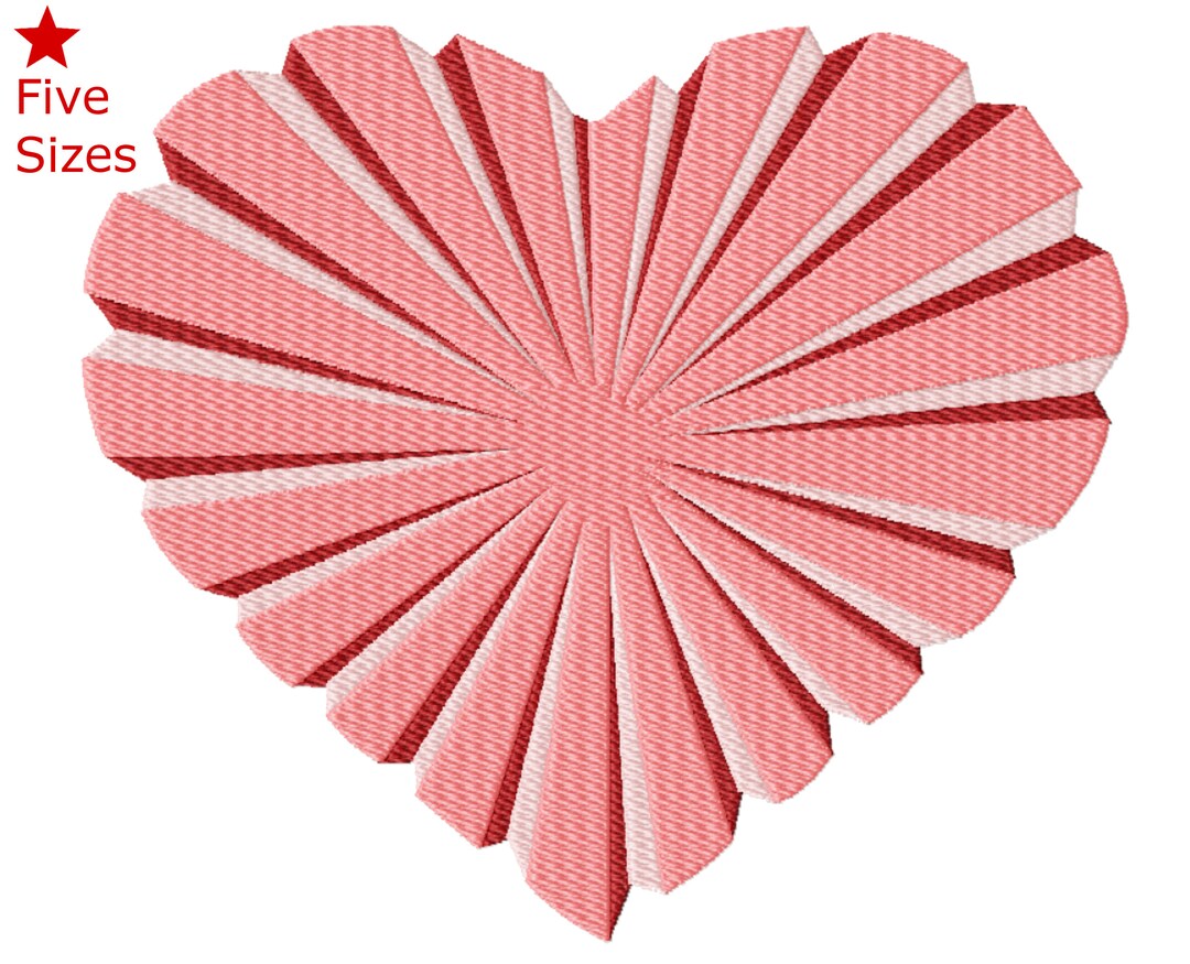 Tricolor Heart Machine Embroidery Design, Five Sizes Included, Instant ...