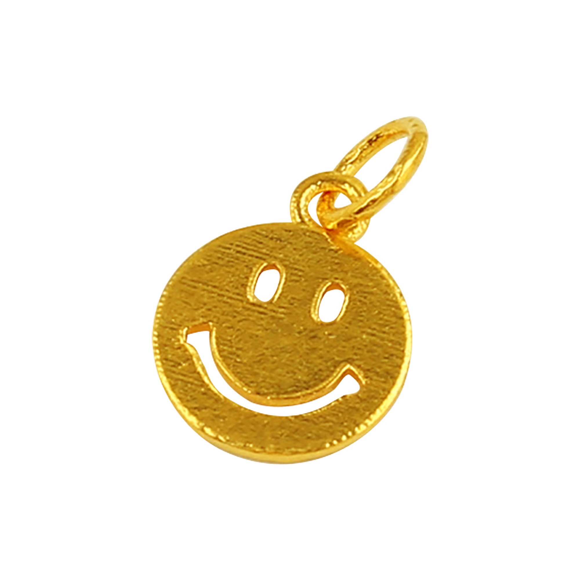 18K Gold Happy Face Charm 6.6x8.4mm Smiley Face Emoji - Etsy