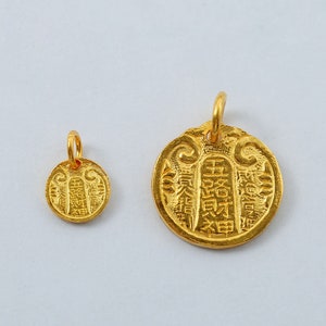 24K Gold Handmade Engraved Charm - good Luck Charms - 999 Gold Money ...