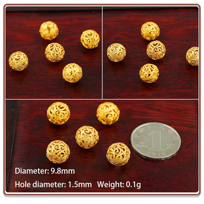 18K Gold Handmade Designer Beads - Gold Round Bead - Good Lucky Bead ...