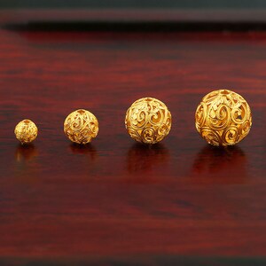 18K Gold Handmade Designer Beads - Gold Round Bead - Good Lucky Bead ...