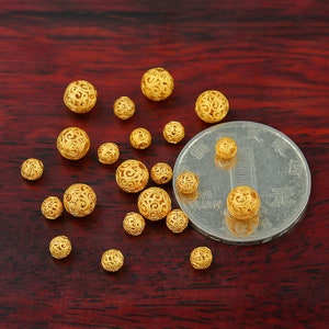18K Gold Handmade Designer Beads - Gold Round Bead - Good Lucky Bead ...