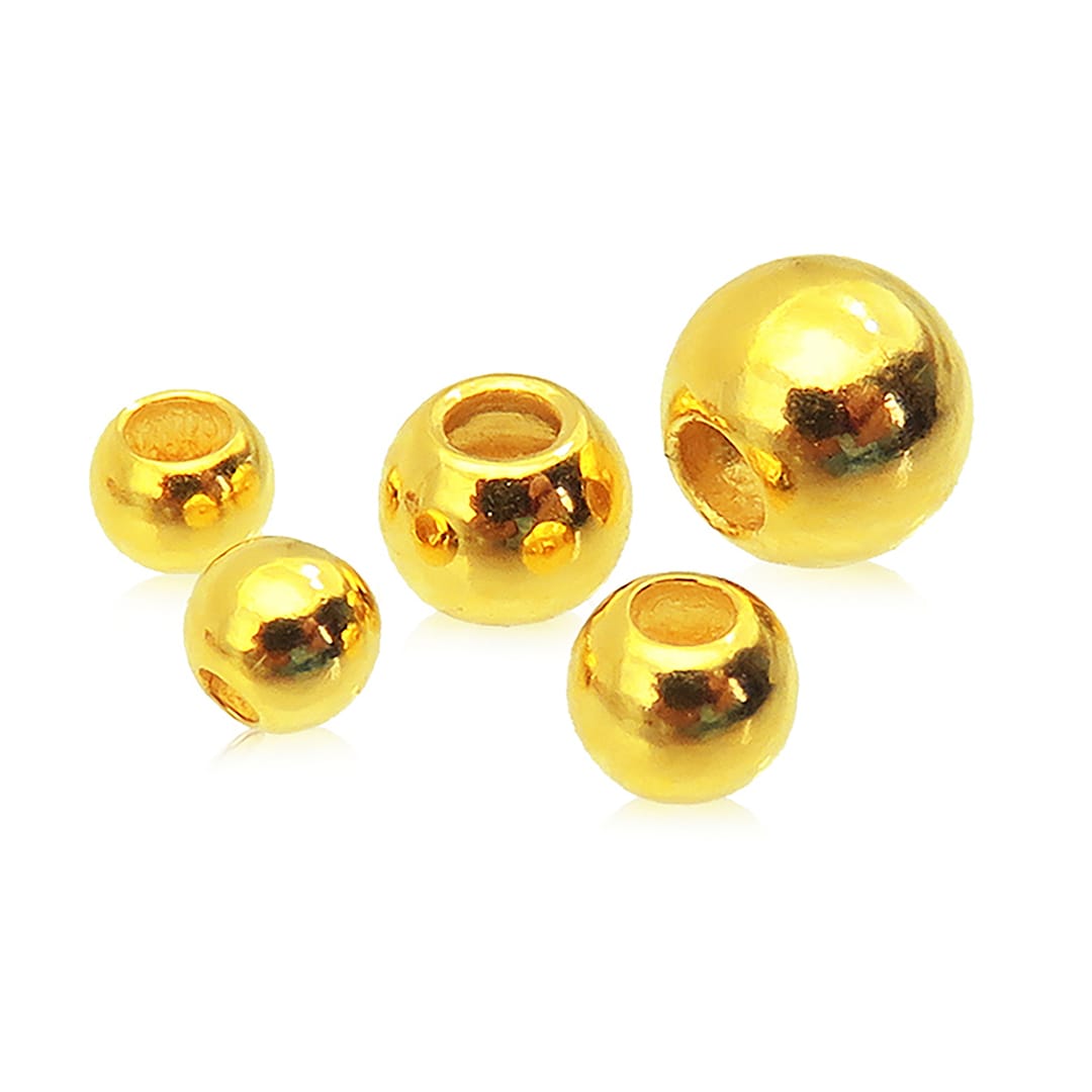24K Pure Gold Bead - Gold Round Bead - Seamless Beads - Bracelet Beads ...