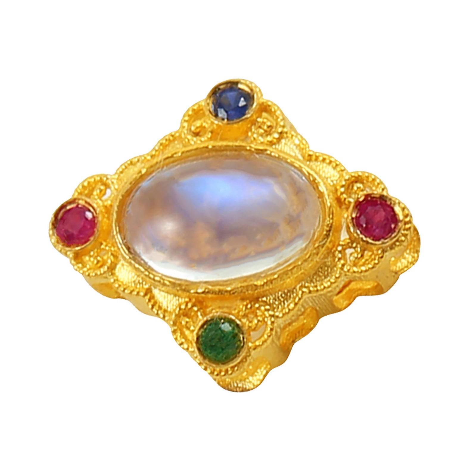 18K Yellow Gold Moonstone Pear Bezel Bead Rainbow Moonstone - Etsy