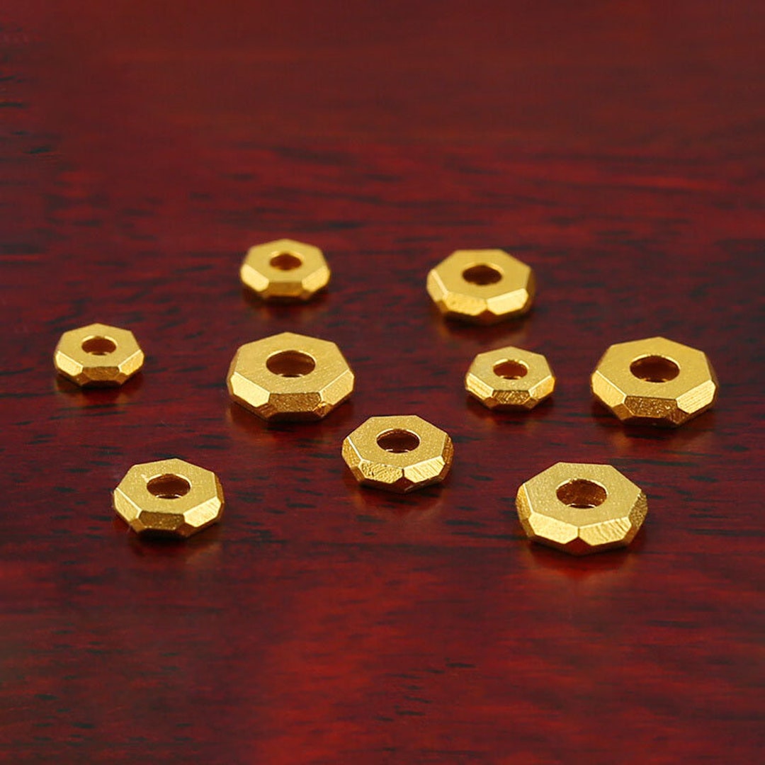18K Gold Spacer Beads, Gold Discs, Flat Disc Spacers, beads for Jewelry ...