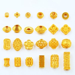 18K Shiny Gold Multi Style Spacer Beads Gold Fancy Spacer Finding Bead ...