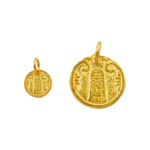 24K Gold Handmade Engraved Charm - good Luck Charms - 999 Gold Money ...