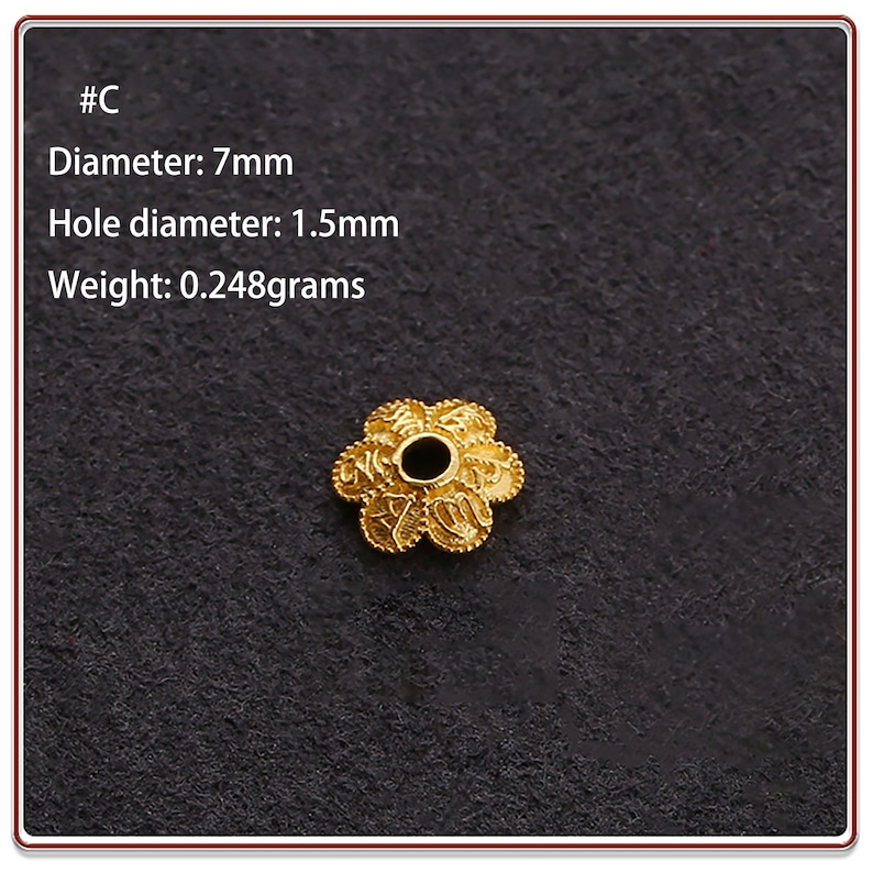 7mm Gold Beads Cap 18k Gold Bead Cap Bead Caps Spacers - Etsy
