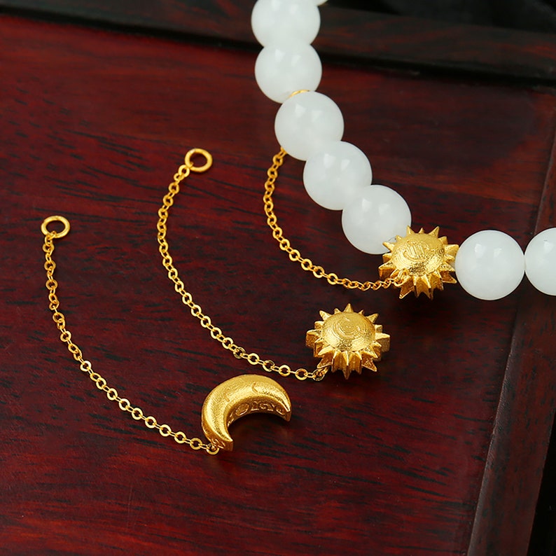 18k Gold Safety Chain NO Clasp Smile Sun Moon Safety Chain - Etsy