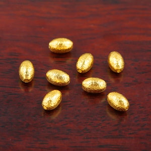 999 Pure Gold Beads - 4.4x6.9mm - Gold Rice Spacers Bead - 24k Gold ...