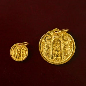 24K Gold Handmade Engraved Charm - good Luck Charms - 999 Gold Money ...