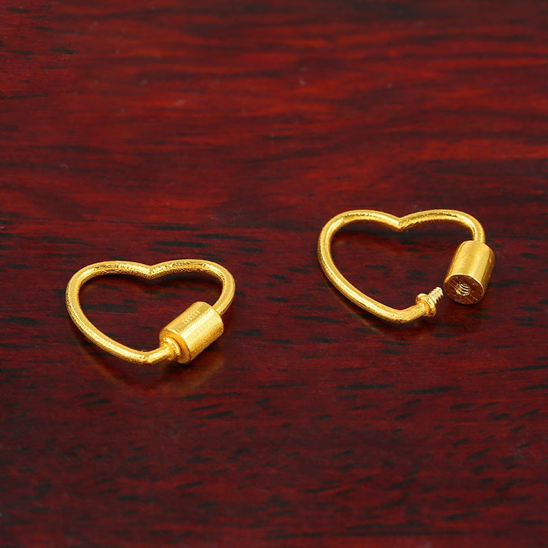 18k Gold Solid Heart Clasps Gold Screw Clasps Connector - Etsy