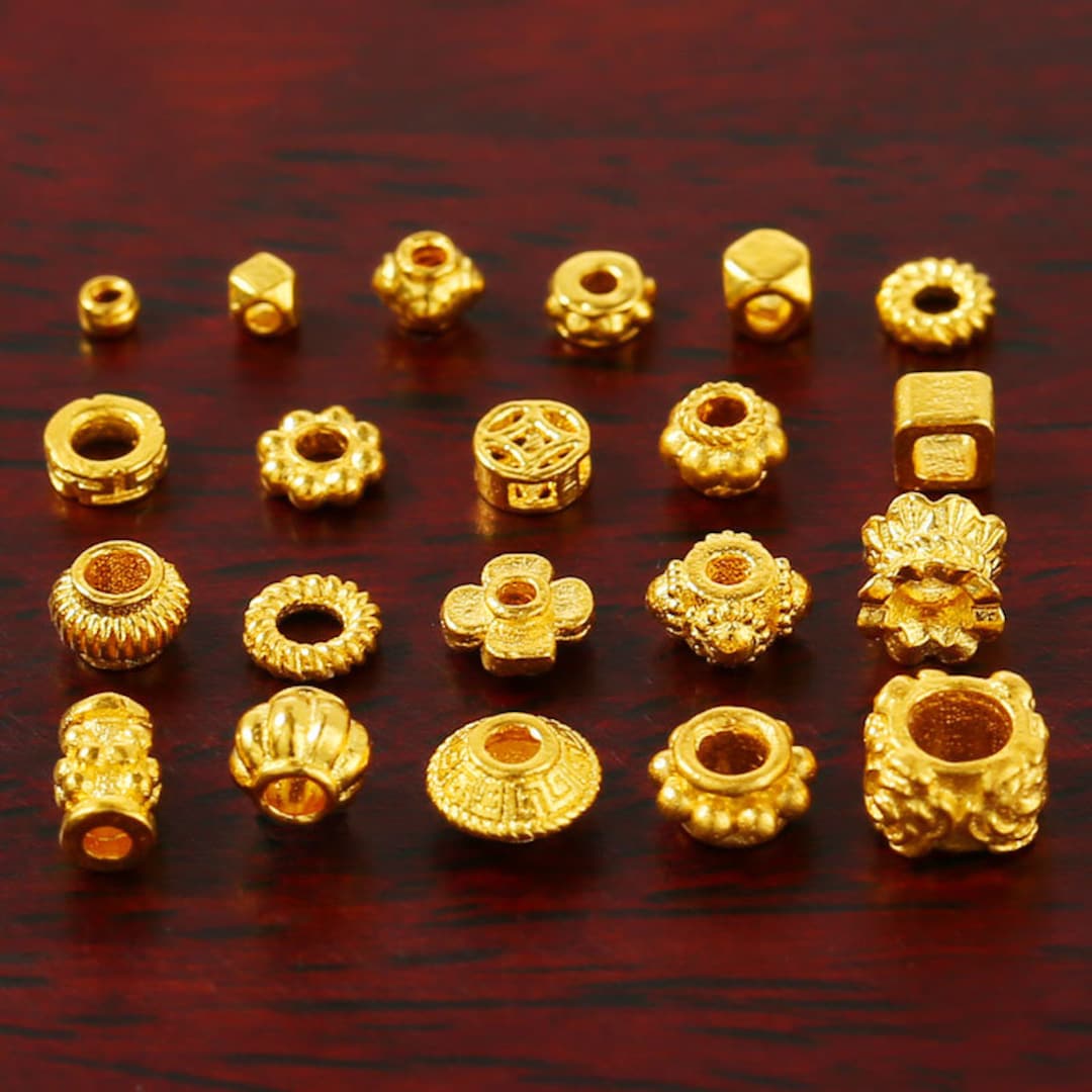 1PC 24K Gold Spacer Beads - Antique Gold Spacers - 999 Gold Beads for ...