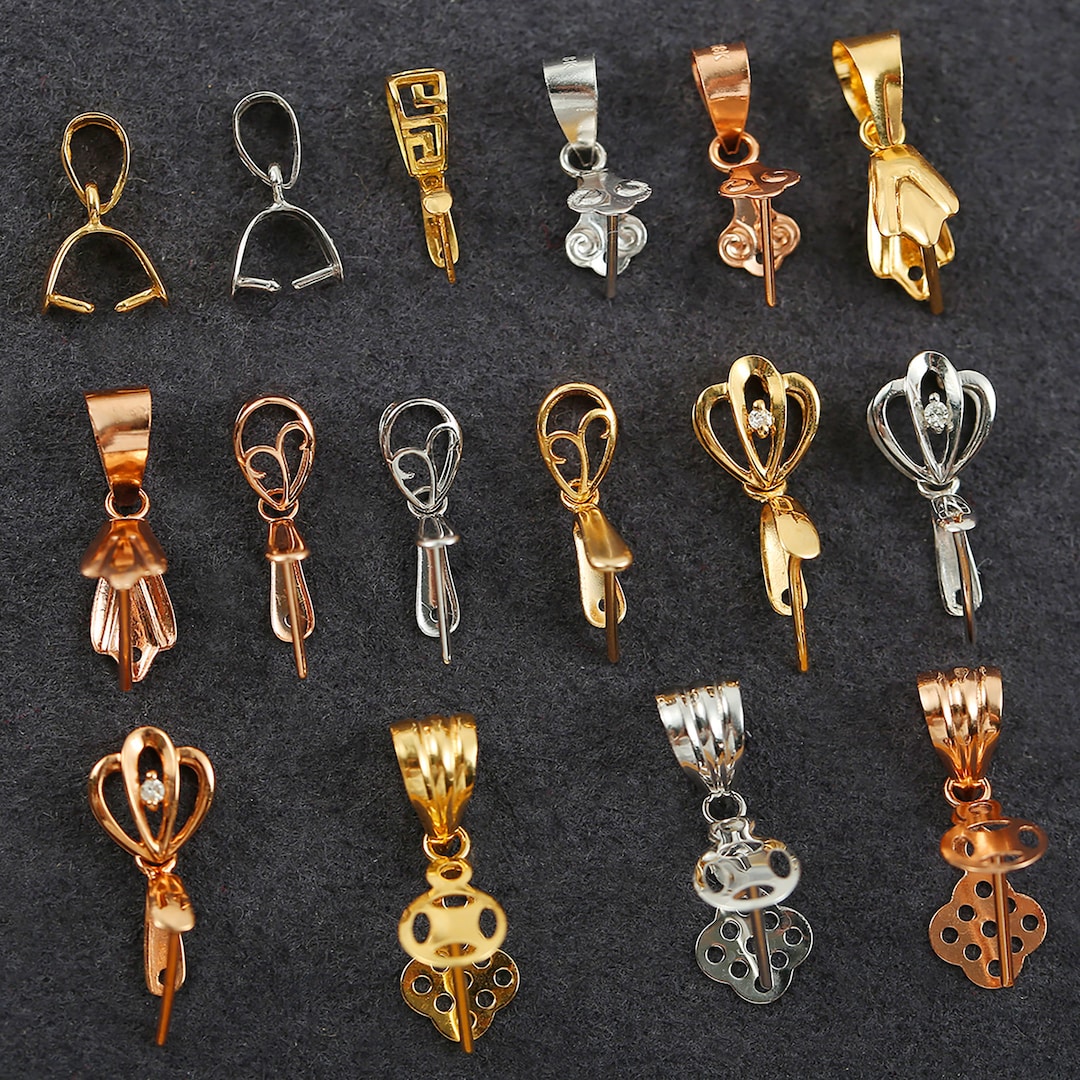 10 Styles Pendants Clasps Clips Bails - Pendant Pinch Bail - Crown Loop ...