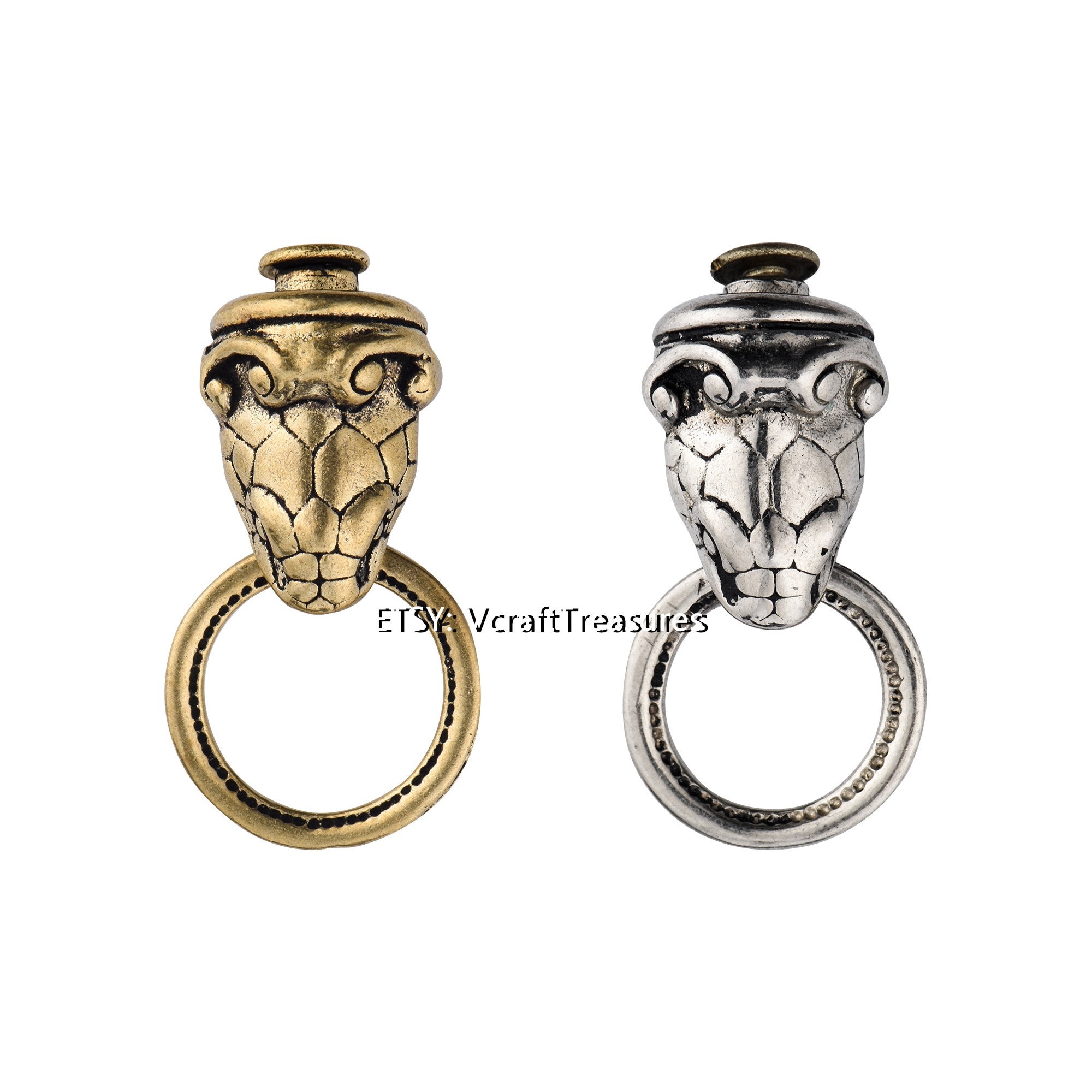 Brass Conchos Screw Back Leather Crafting Concho Snake Head Concho 2pcs ...