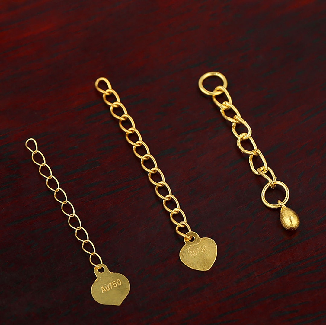 18K Gold Chain Extender (NO Clasps) - Bracelet Tail Chain - Gold Chain ...