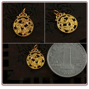 24K Pure Gold Pendant - Gold Small Charms - Bridal Jewelry - Lucky ...